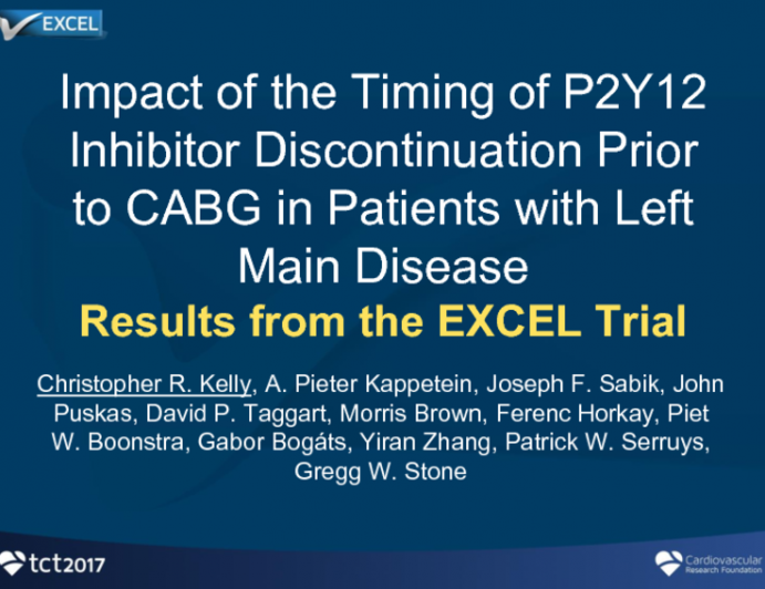 TCT 75: Impact of the Timing of P2Y12 Inhibitor Discontinuation Prior ... TCT 75: Impact of the Timing of P2Y12 Inhibitor Discontinuation Prior ...