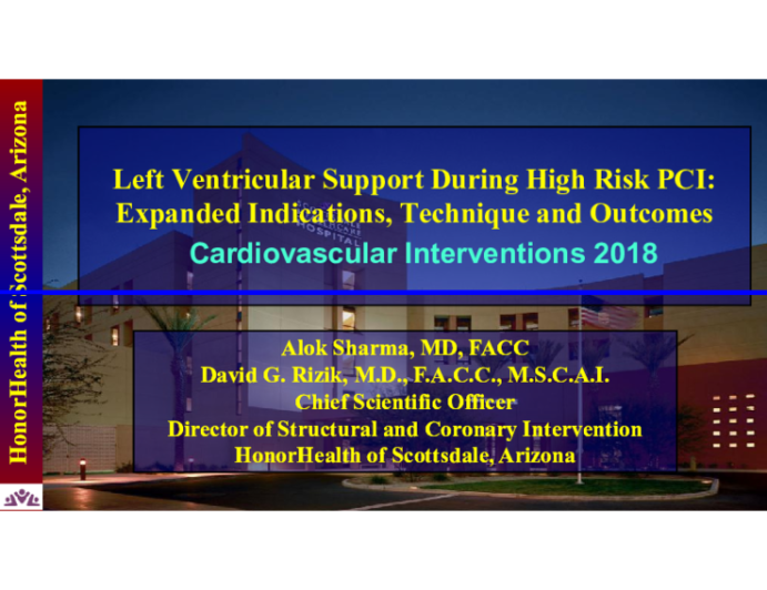 Left Ventricular Support During High Risk PCI: Expanded Indications ...